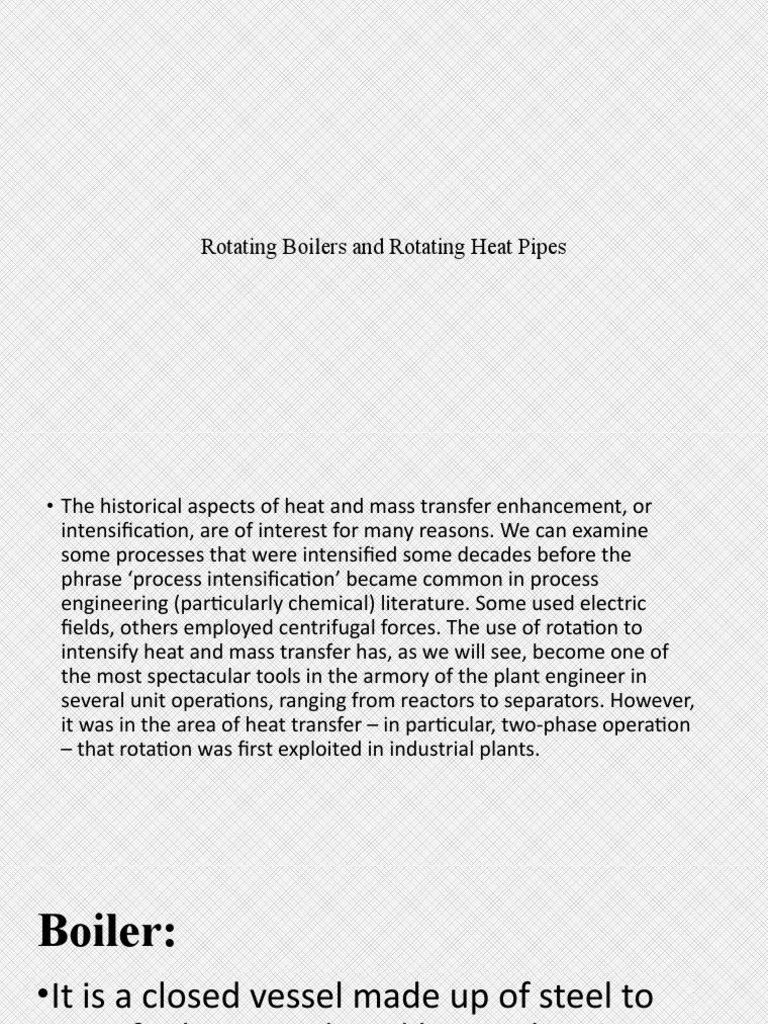 Rotating Boilers and Rotating Heat Pipes | PDF | Boiler | Mechanical Engineering
