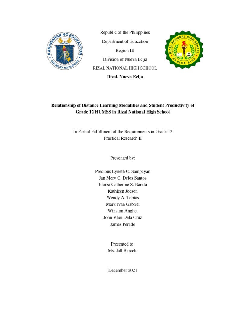 12 Humss B Group 1 Practical Research 2 | PDF | Distance Education ...