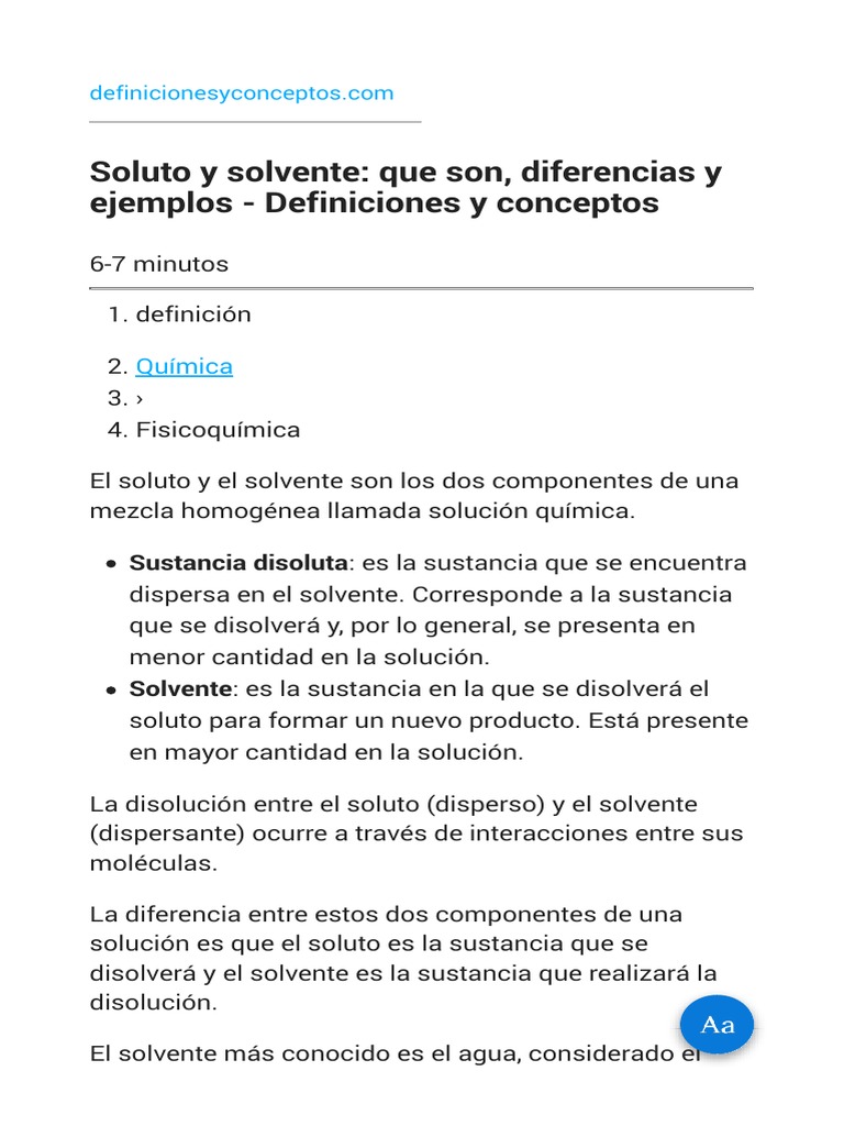 Soluto y Solvente Que Son Diferencias y Ejemplos - Definiciones y ...
