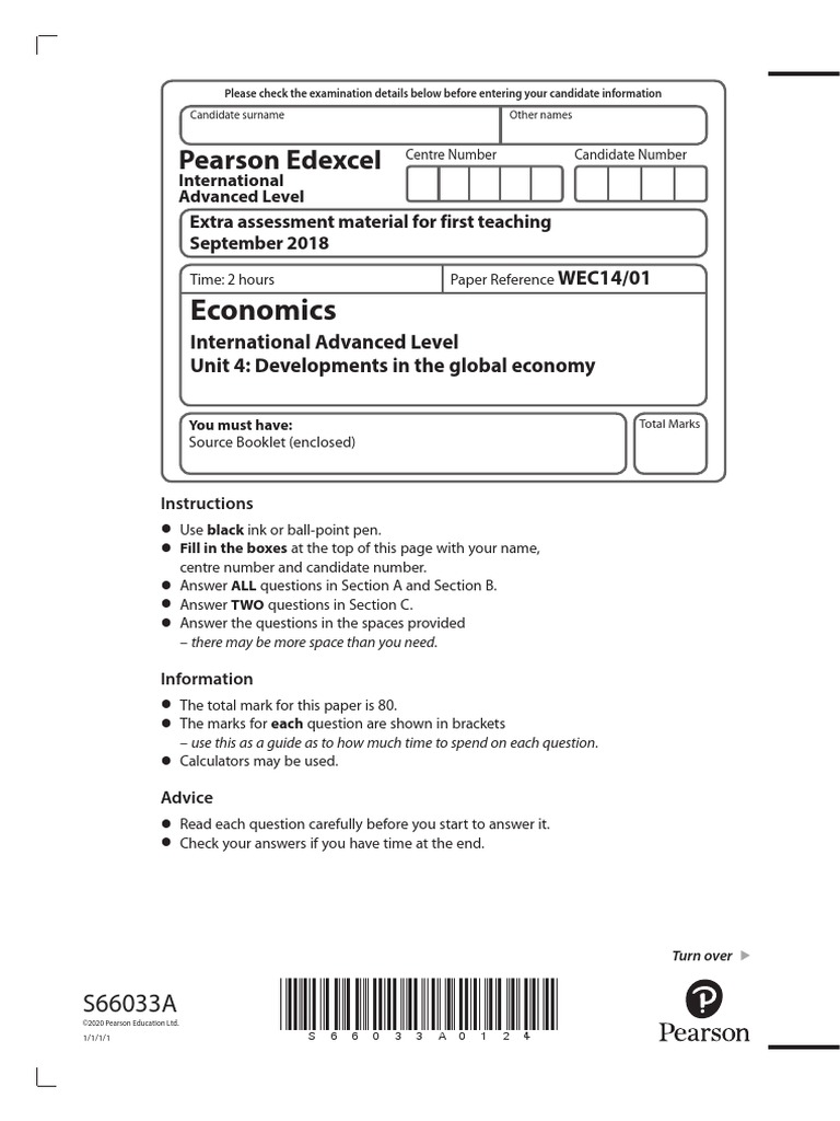 iAL Economics Unit 4 Specimen Paper QP | PDF | Balance Of Payments ...