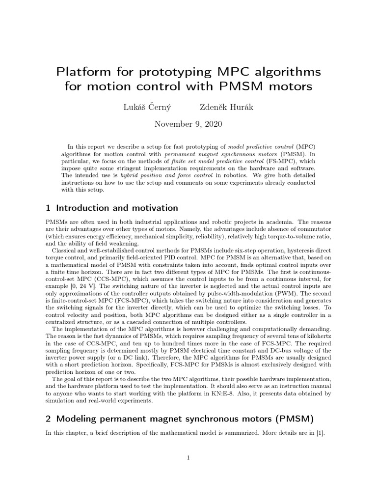 Prototyping MPC For PMSM | PDF | Applied Mathematics | Computer Engineering