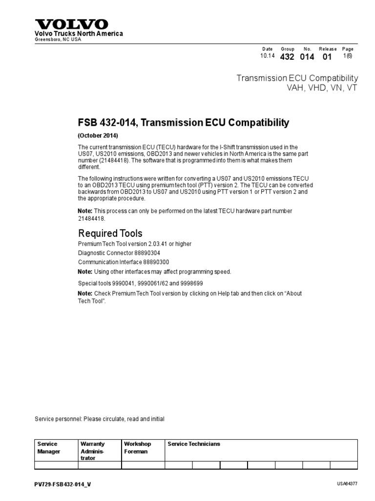 Volvo TECU Compatibility Guide | PDF | Manufactured Goods | Computing