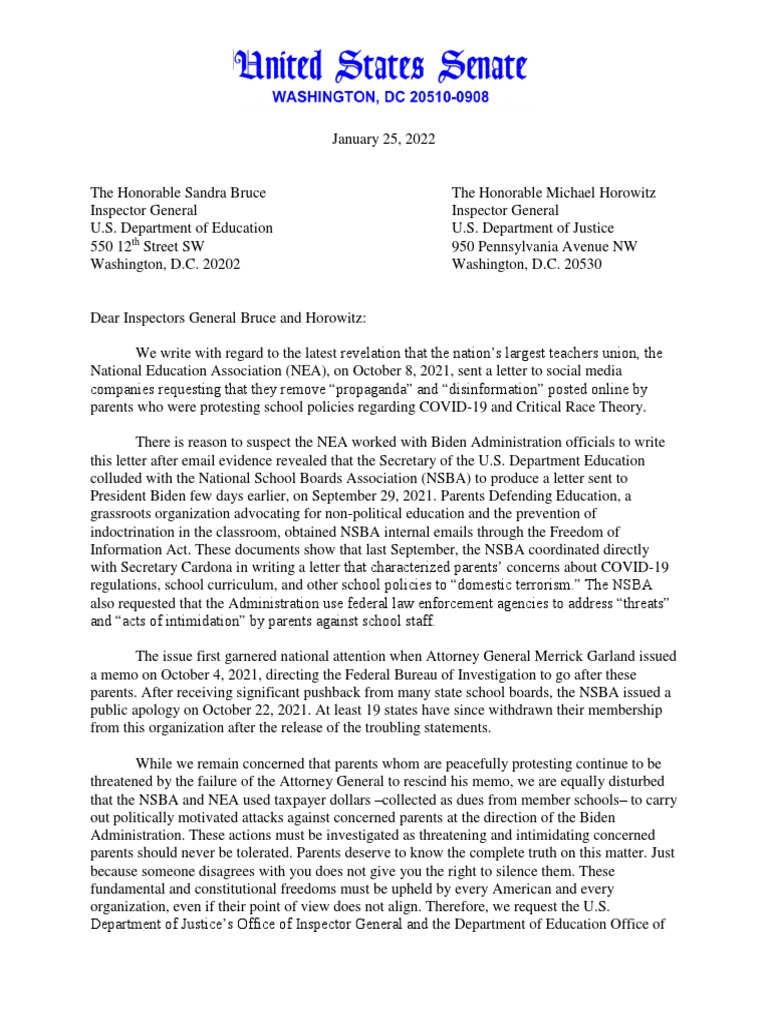 2022-01-26 DOJ ED Investigation Letter | PDF | United States Department ...