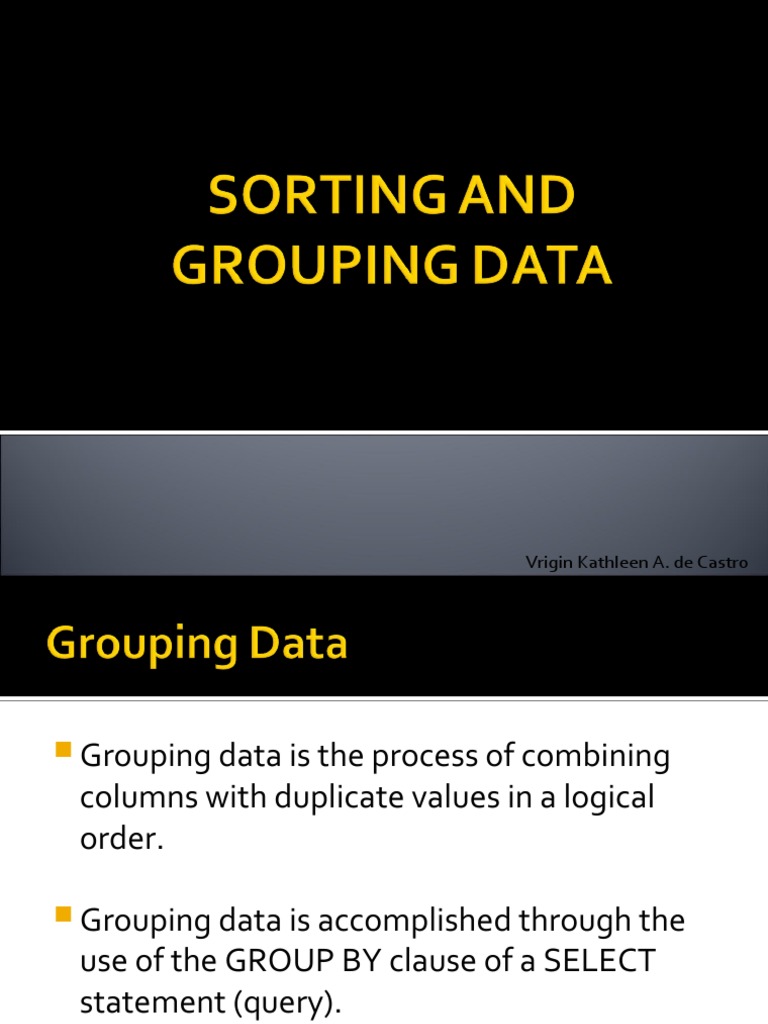 Sorting and Grouping Data | PDF | Databases | Information Technology ...