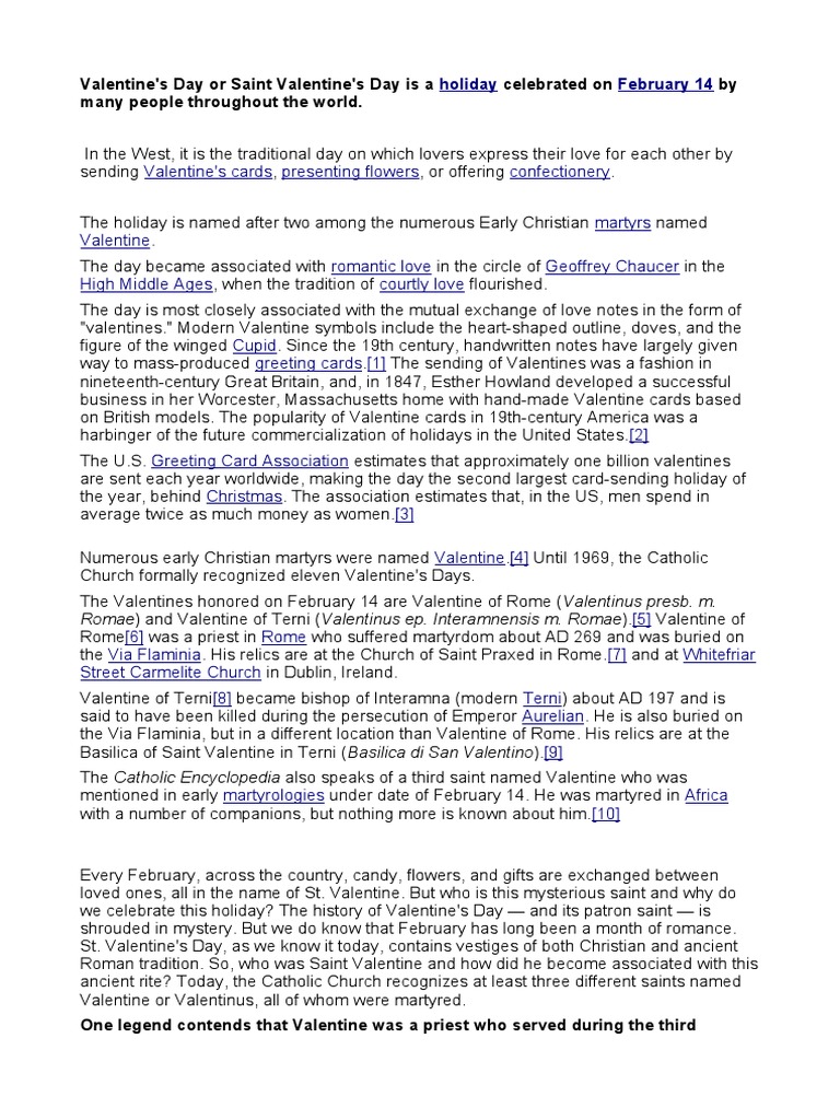 Story of Valentine's Day | PDF | Valentine's Day
