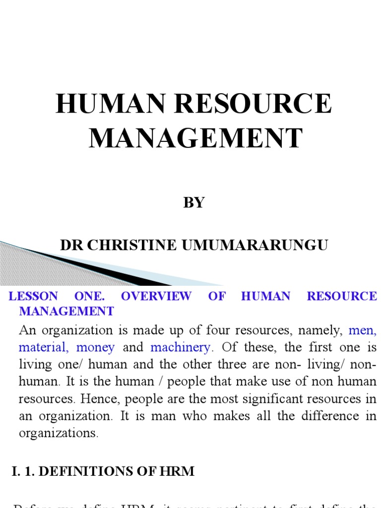 Human Resource Management: BY DR Christine Umumararungu | PDF | Human ...