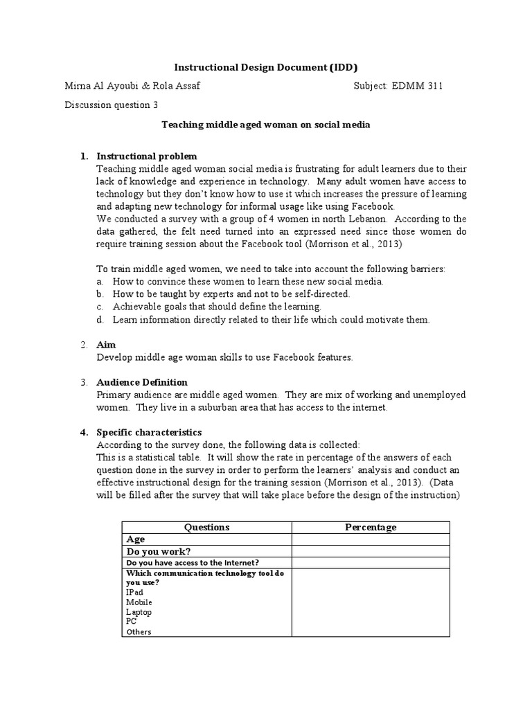 Edmm 311 Idd Final Project | PDF | Instructional Design | Learning