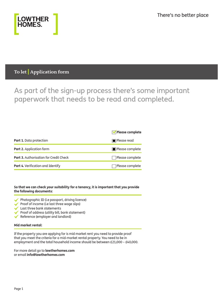 Lowther-Homes Online Application-Form Jan19 | PDF | Leasehold Estate ...