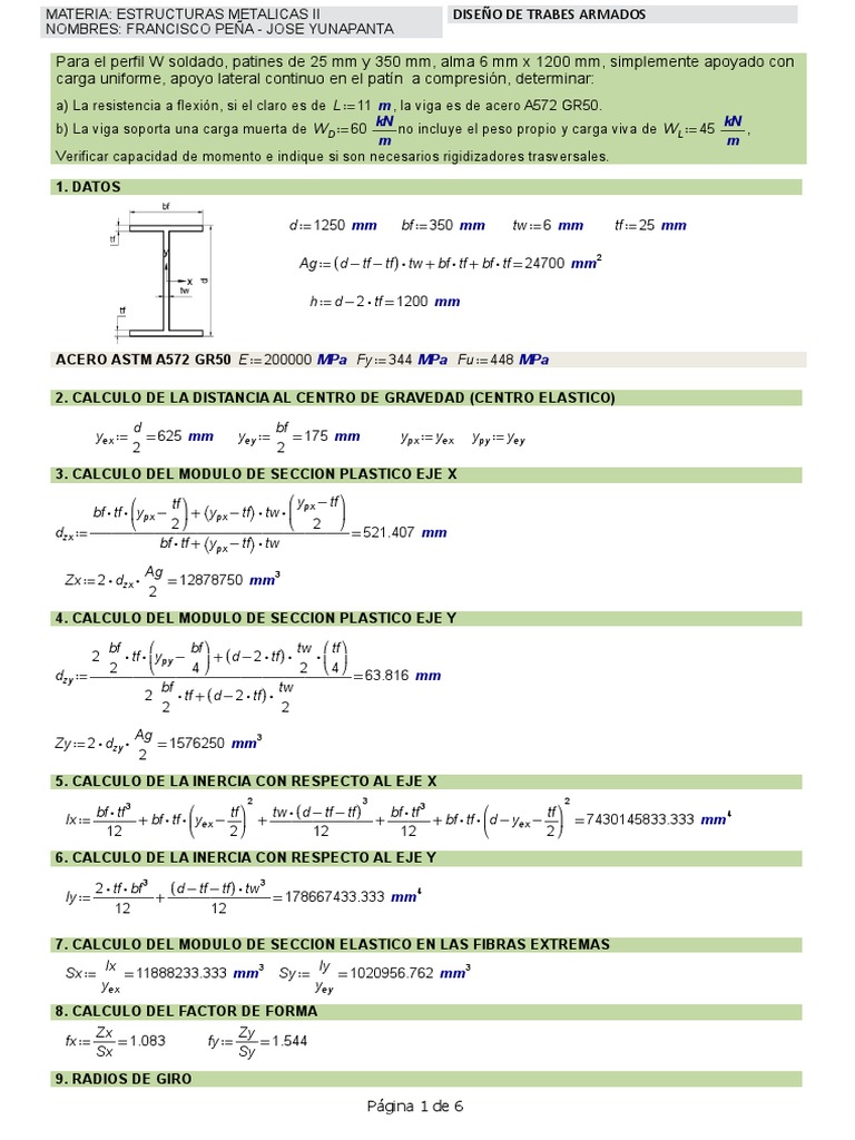 Ejemplo AISC Taller4-1 | PDF | Viga (Estructura) | Componentes