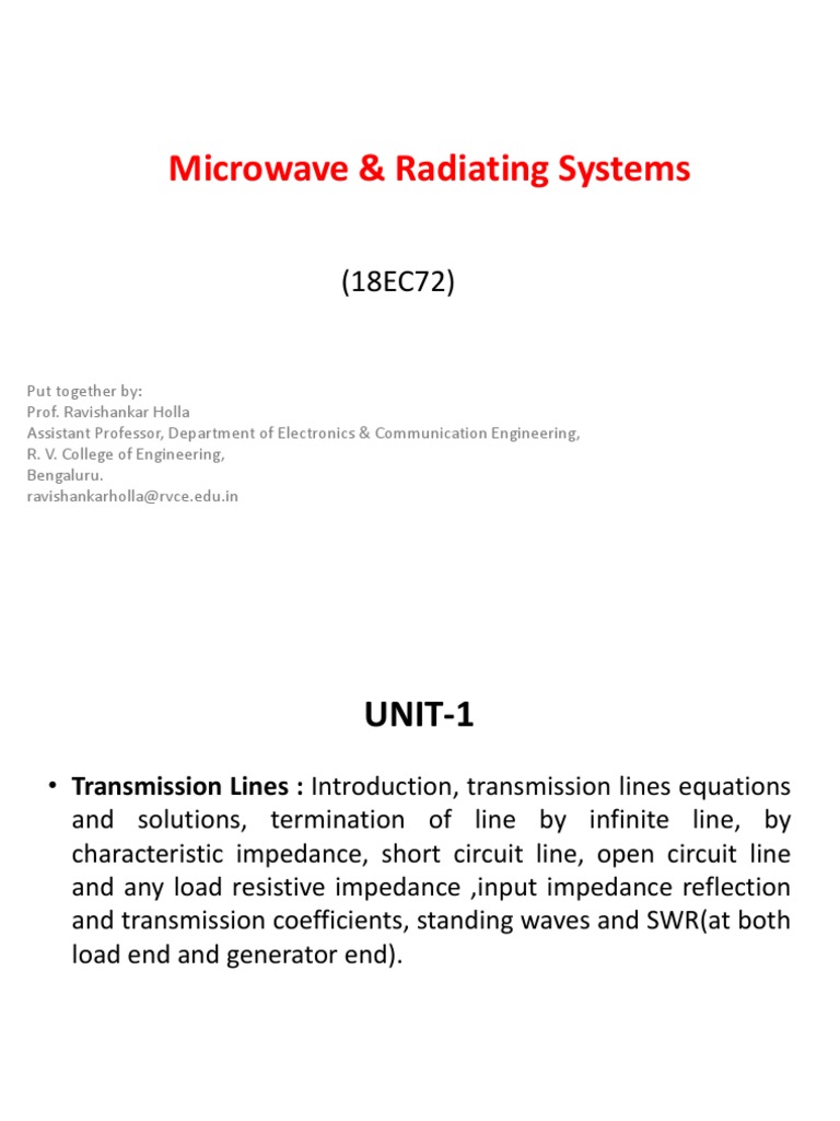 Unit-1 18ec72 Ece Rvce | PDF | Transmission Line | Antenna (Radio)