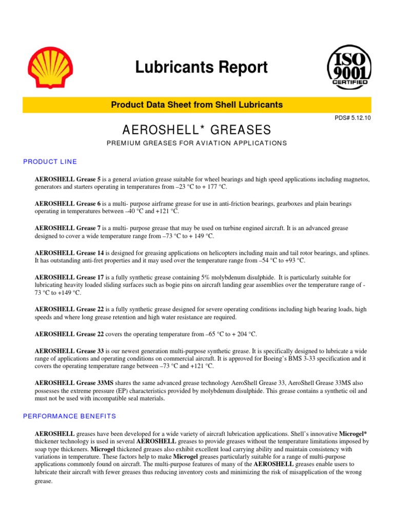 Shell Aeroshell Greases | PDF | Mechanical Engineering | Liquids