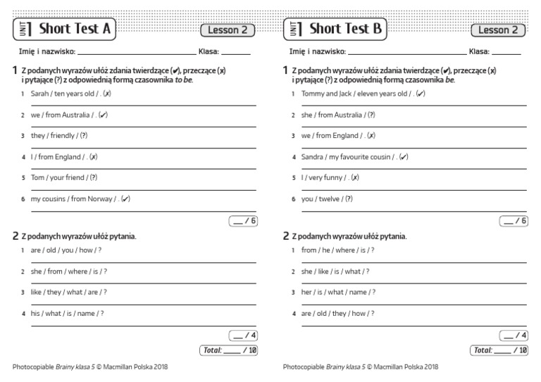 Kartkówka Psat Simple kl.5 | PDF