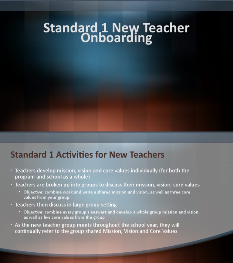 Standard 1 New Teacher Onboarding | PDF