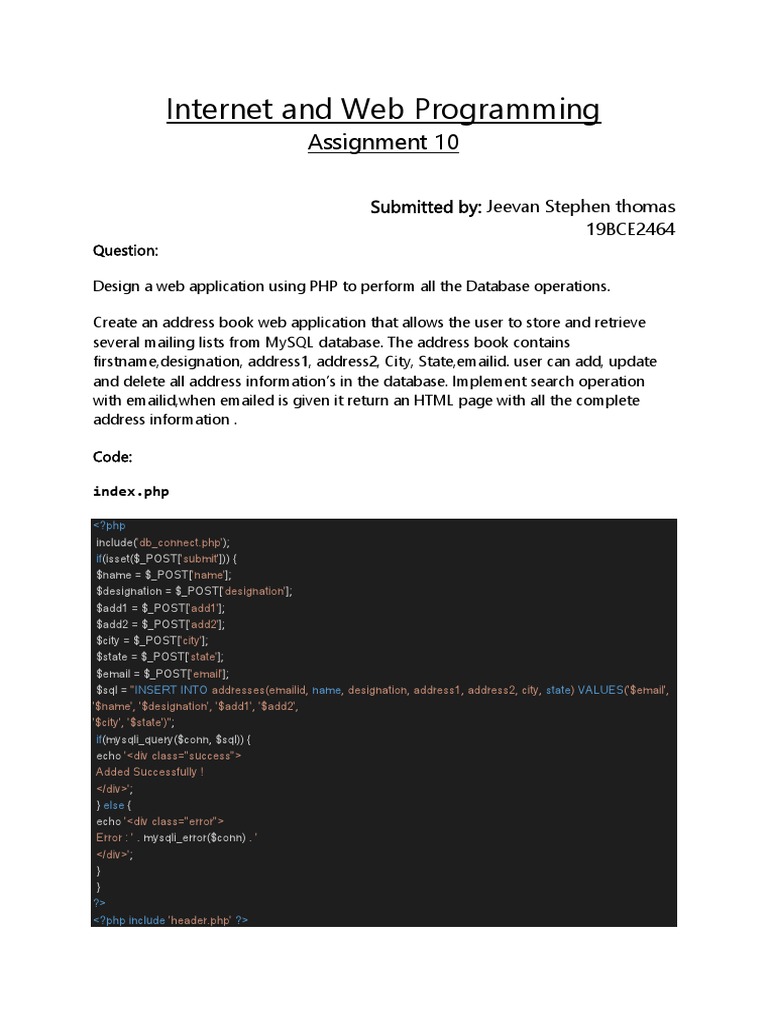 Internet and Web Programming: Assignment 10 | PDF | Internet & Web | World Wide Web