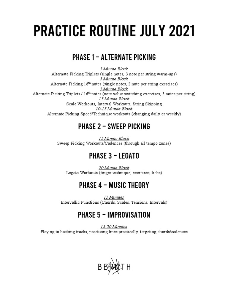 BERNTH Practice Plan July 2021 | PDF