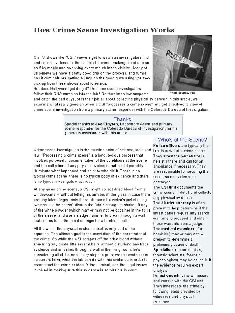 How Crime Scene Investigation Works | PDF | Crime Scene | Forensic Science