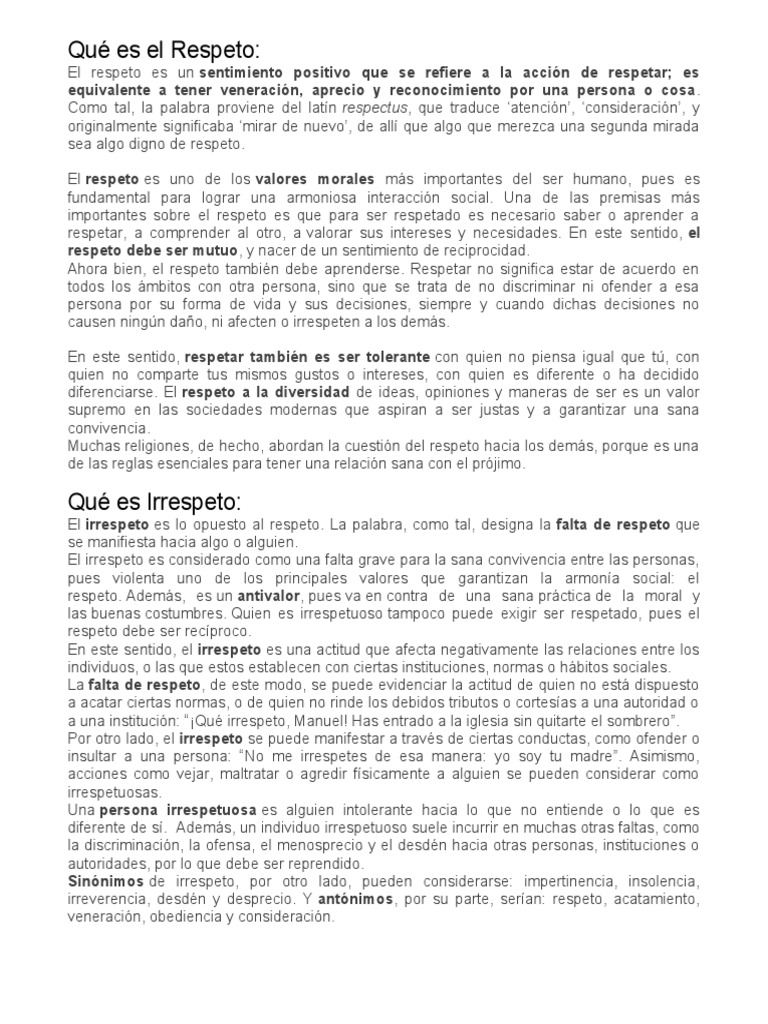 Irrespeto: Definición y Consecuencias | PDF