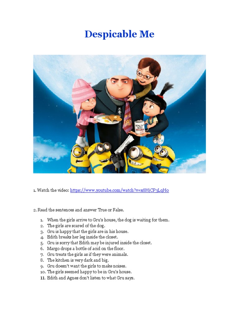 Despicable Me (Video Activity) | PDF | Home & Garden