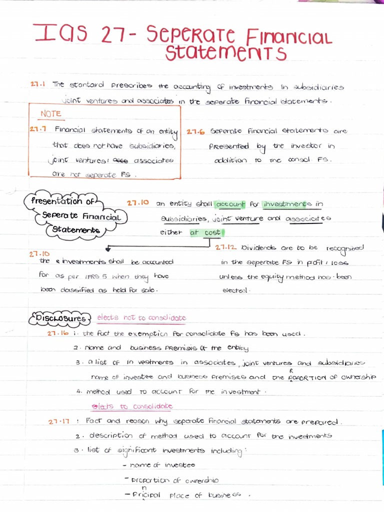 IAS 27 - Seperate Financial Statements | PDF