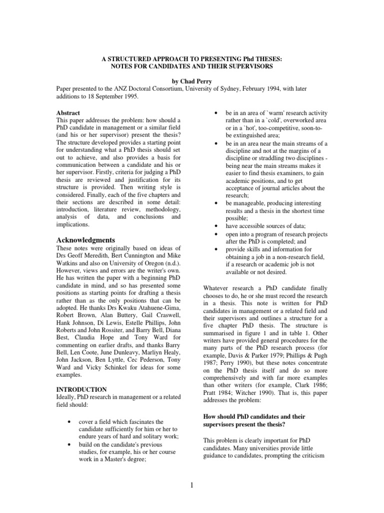 Perry Structured PHD Theses (Metodologia Prof Manuel) | PDF | Thesis ...