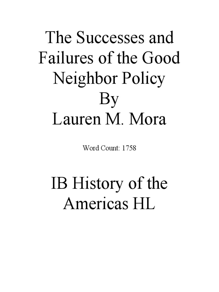 The Good Neighbor Policy IB History Project | PDF | Latin America ...