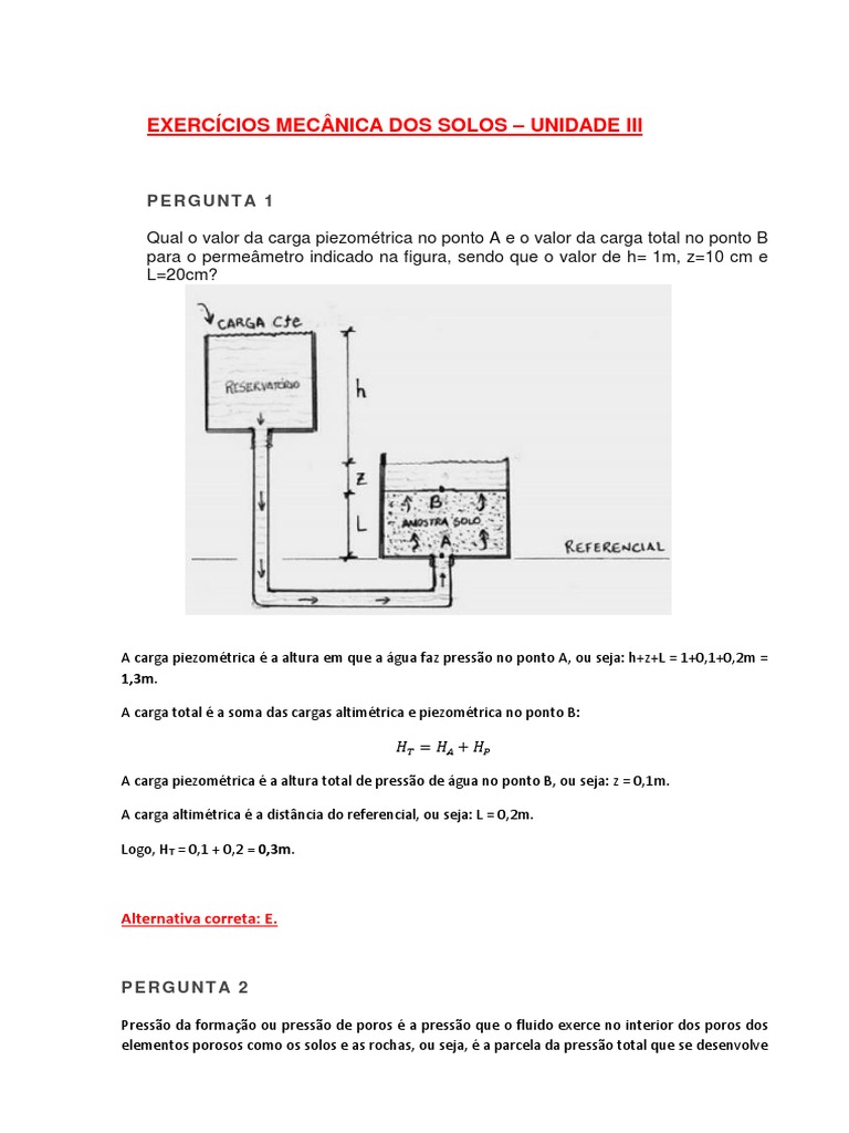 Exercicios Modulo III MS | PDF | Pressão | Solo
