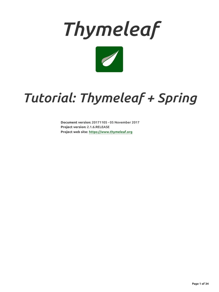 Tutorial: Thymeleaf + Spring | PDF | Spring Framework | Programming ...