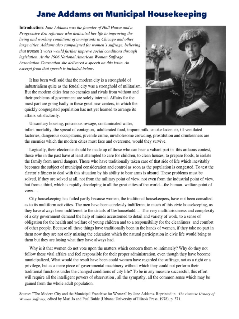 01 - Jane Addams Hull House Primary Source-1 | PDF