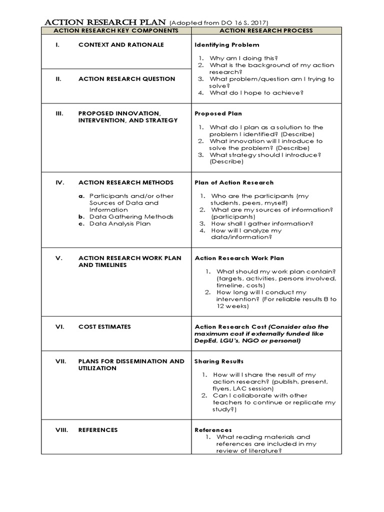 Action Research Plan Framework Guide | PDF | Action Research | Science