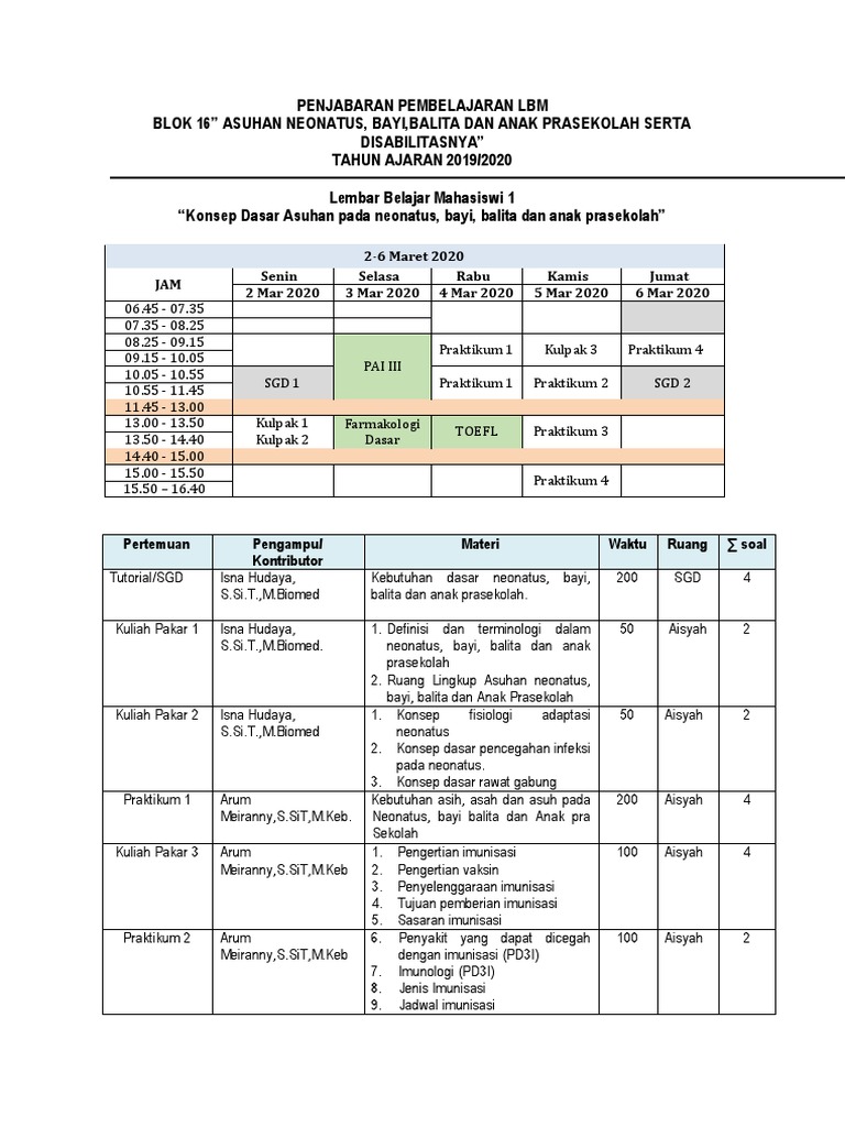 Jadwal Blok 16 | PDF