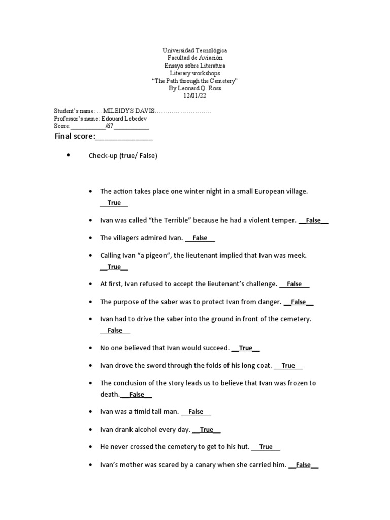 The Path Through Cemetery | PDF