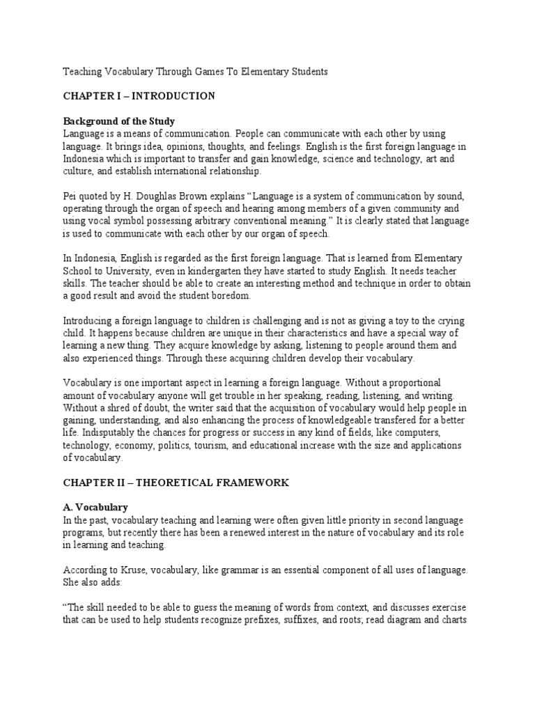 Teaching Vocabulary Through Games To Elementary Students | PDF ...