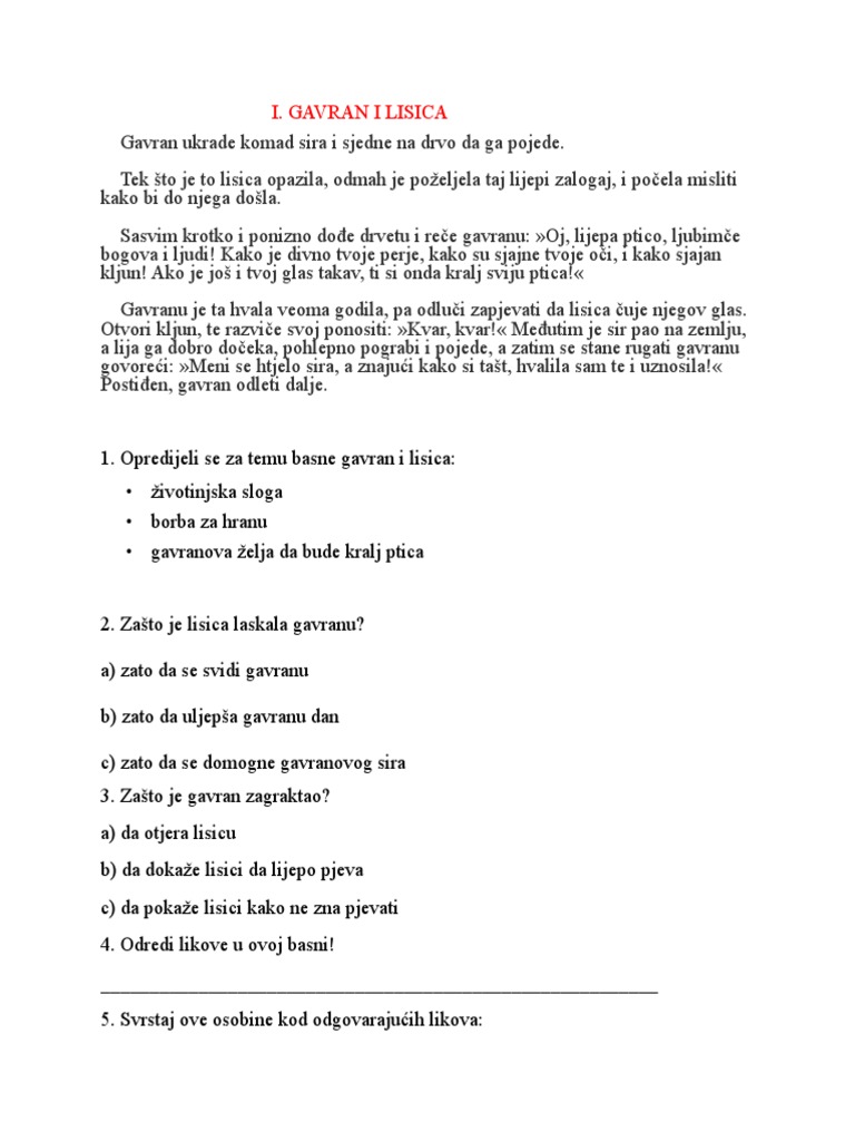 Gavran I Lisica-Basna | PDF