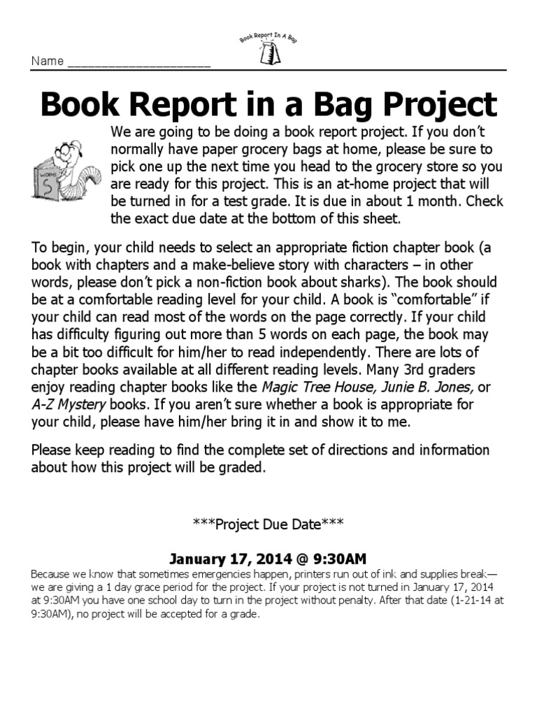 Book Report in A Bag Project: Name | PDF | Books