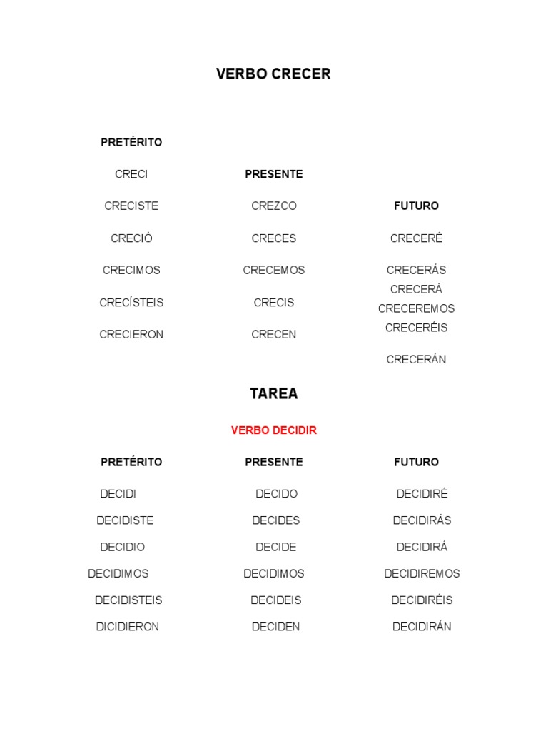 Verbo Crecer | PDF