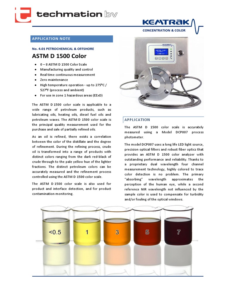 ASTM D 1500 Color: Application Note | PDF | Petroleum | Oil