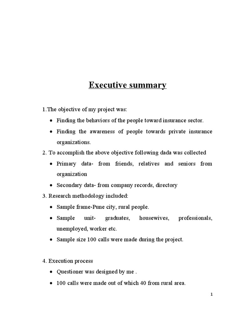 Executive Summary | PDF | Insurance | Financial Services