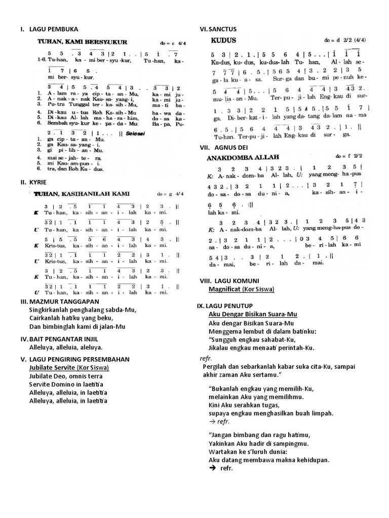 Lagu Misa Perpisahan | PDF