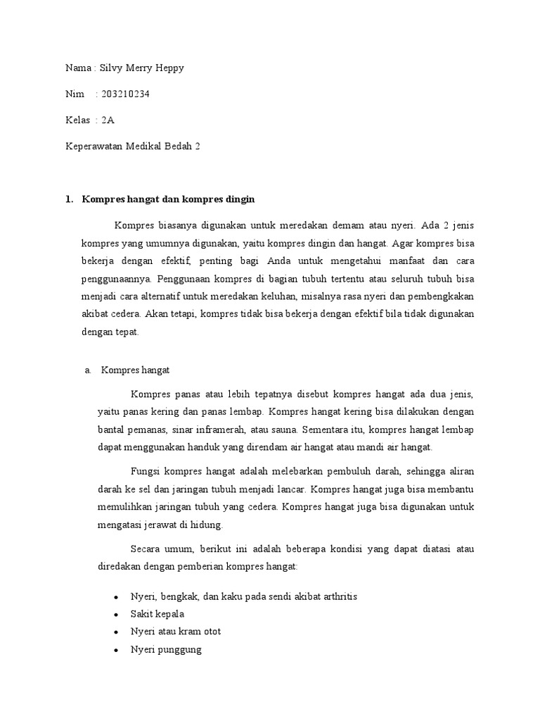 Kompres Hangat Dan Dingin | PDF