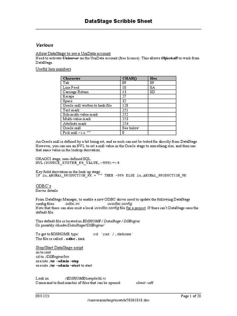 Datastage Scribble Sheet: Various | PDF | Parameter (Computer Programming) | Computer File