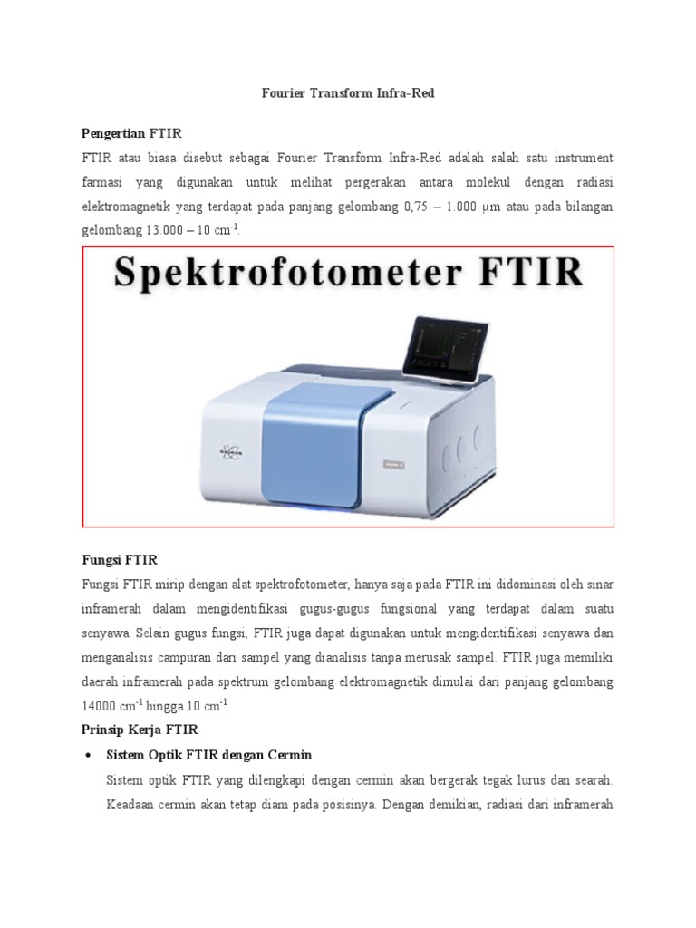 Komponen dan Prinsip Kerja FTIR | PDF