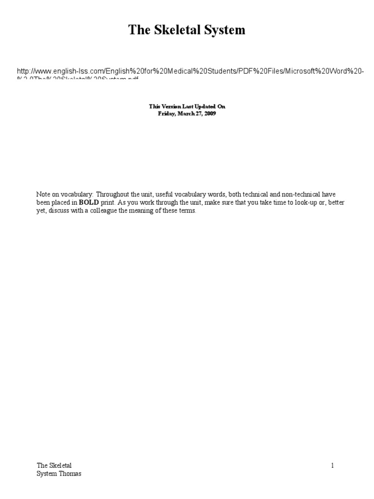 The Skeletal System | PDF | Knee | Bone