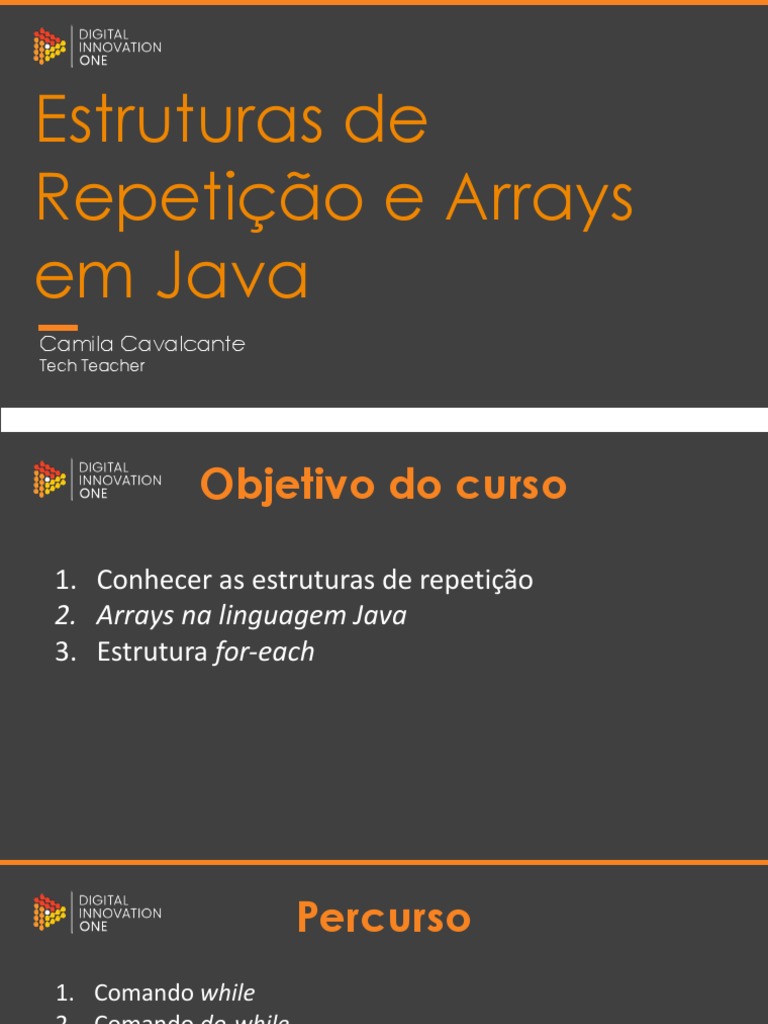 Slides - Estrutura de Repetição e Arrays em Java | PDF