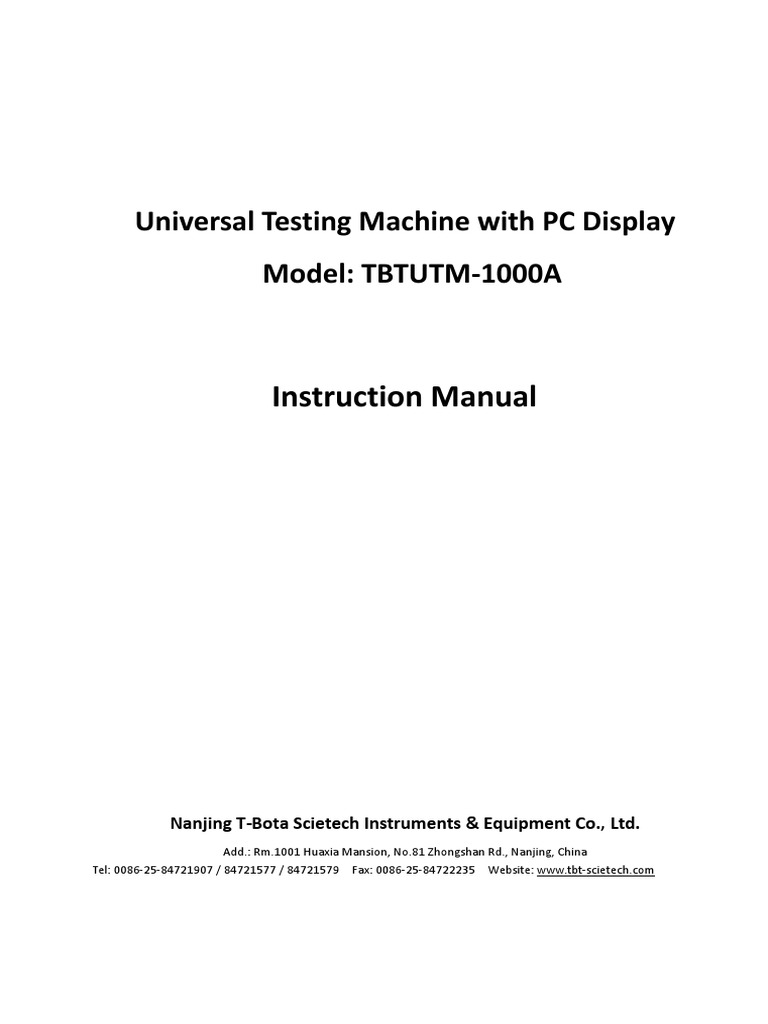 UTM-1000A Manual for Testing Machines | PDF | Valve | Piston