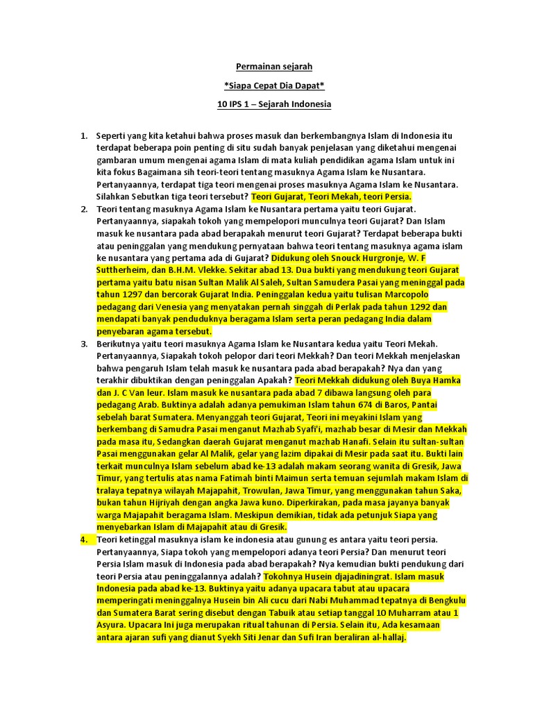 Permainan 10 Ips 1 | PDF