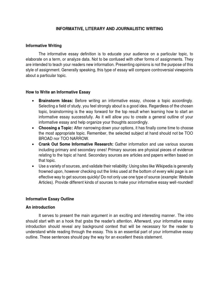 Informative, Literary and Journalistic Writing | PDF | Essays | Poetry