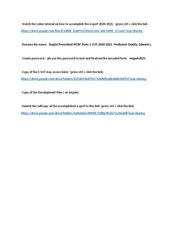 Steps To Accomplish E-Ipcrf | PDF