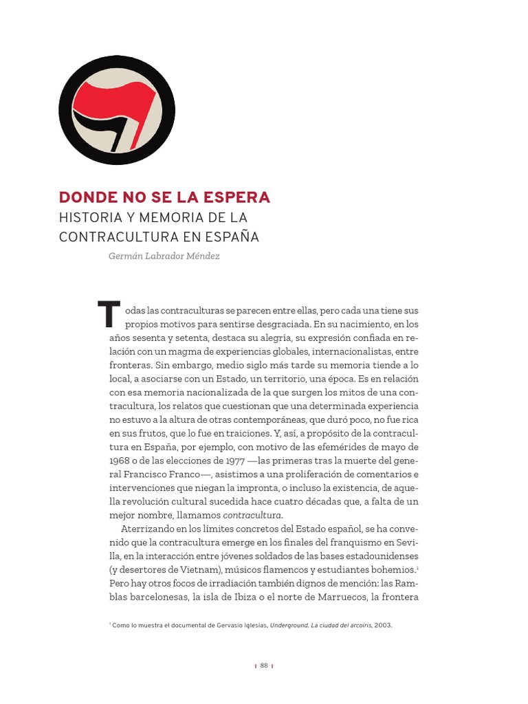 Explorando La Contracultura Española Historia Memoria Y Legado De La
