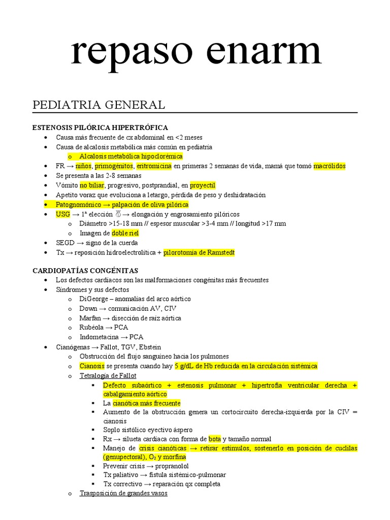 Repaso ENARM | PDF | Reanimación cardiopulmonar | Especialidades Medicas