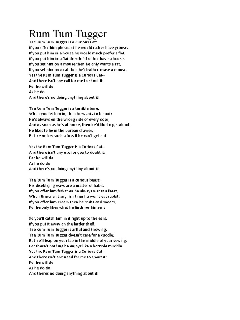The Curious Cat: Rum Tum Tugger Poem | PDF | Classics